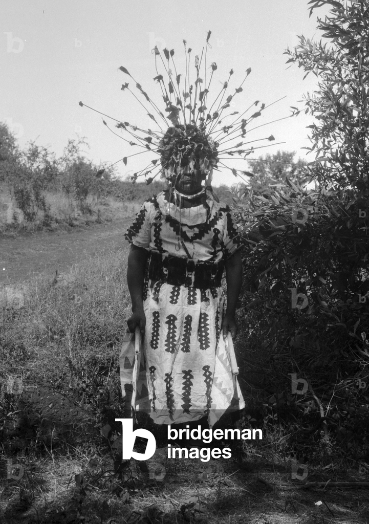 Image of Native American people and tribal roundhouse and ceremonial ...