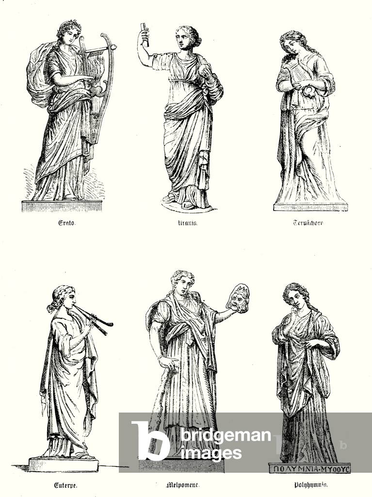 Image of Erato, Urania, Terpsichore, Euterpe, Melpomene and Polyhymnia ...