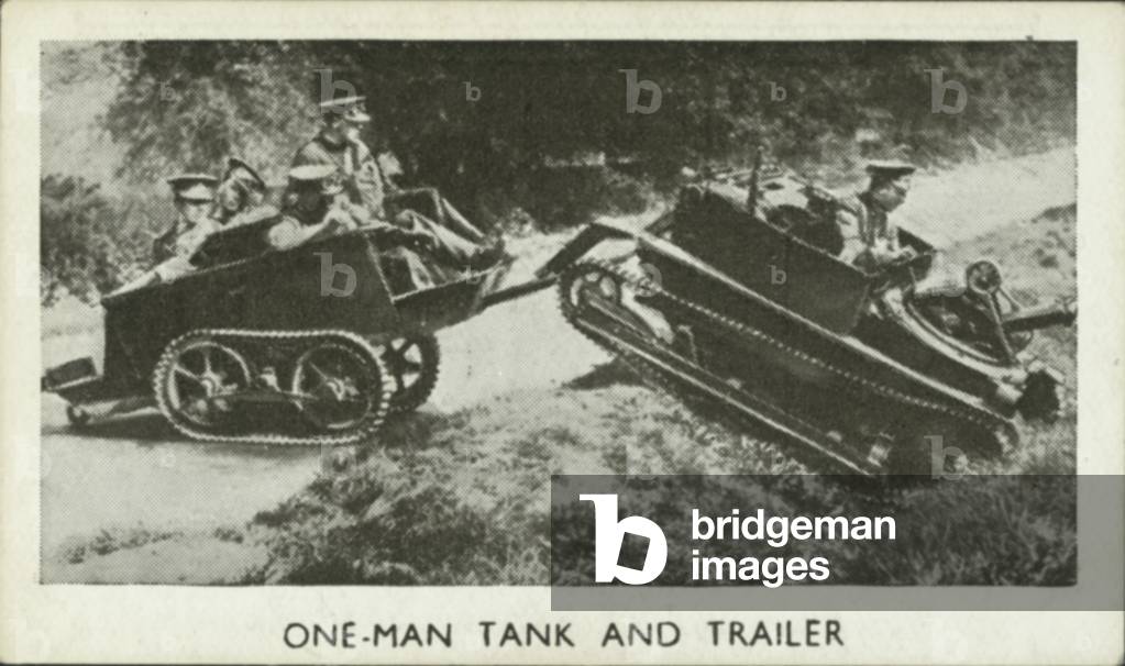 Image of Modern armaments, 1938: One-Man Tank and Trailer (b/w photo ...