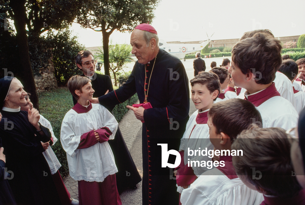 Image of Archbishop Paul C. Marcinkus jokes with altar boys. Vatican ...