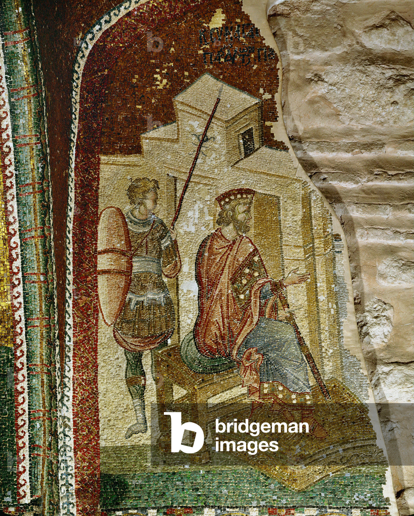 Image of King Herod Antipas on his throne (fresco) by Byzantine School ...