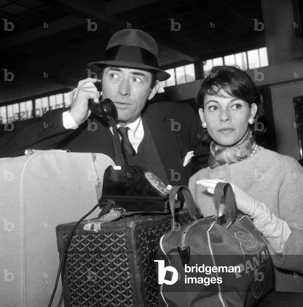 Image of Gregory Peck and his Wife Veronique Passani at Paris Airport