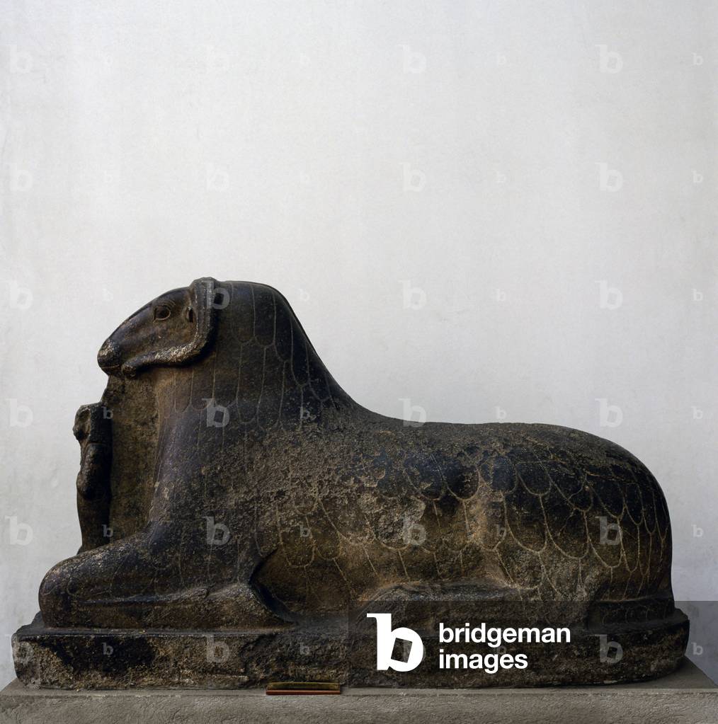 Image of God Amon, in guise of ram protecting pharaoh Amenhotep III