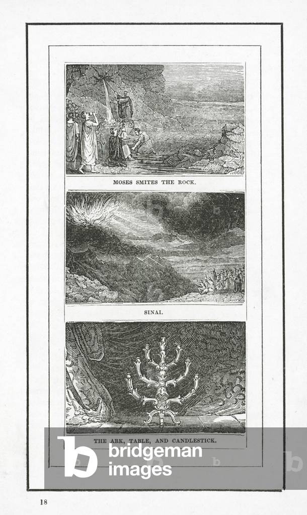 Image of Moses Smites The Rock; Sinai; The Ark, Table, And Candlestick ...