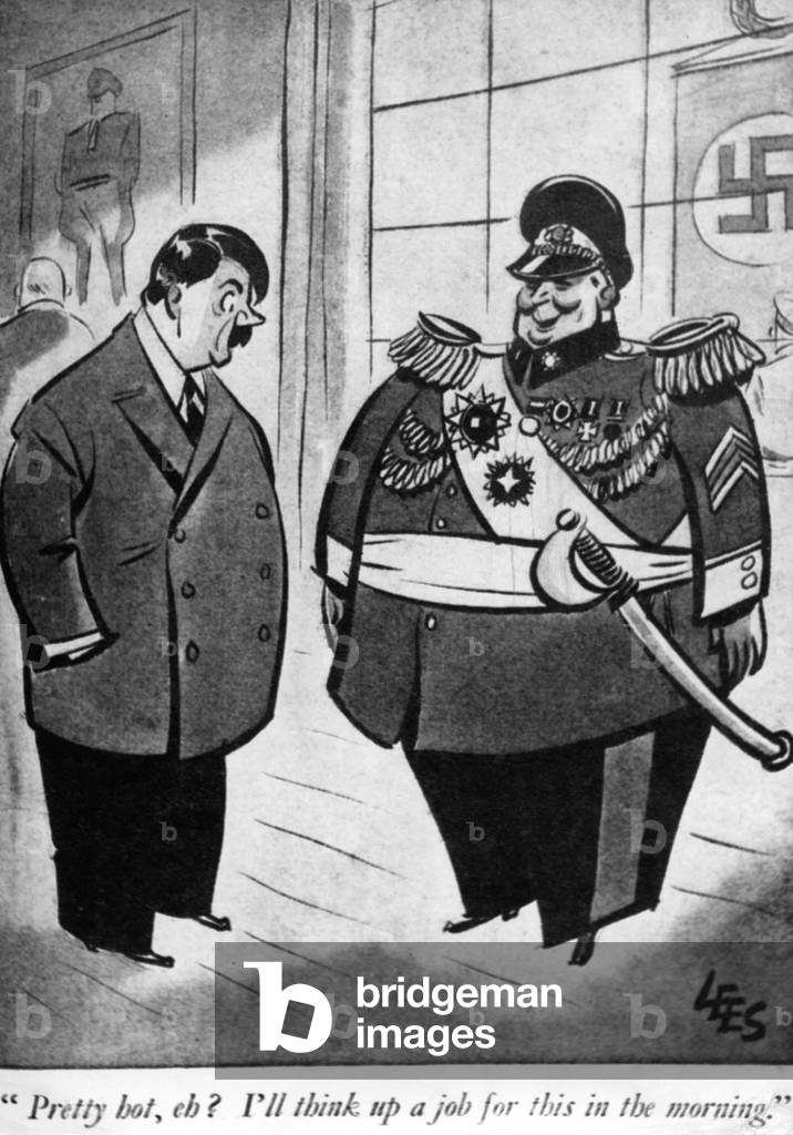 Image of Adolf Hitler and Hermann Goering caricature, around 1940 (b/w ...