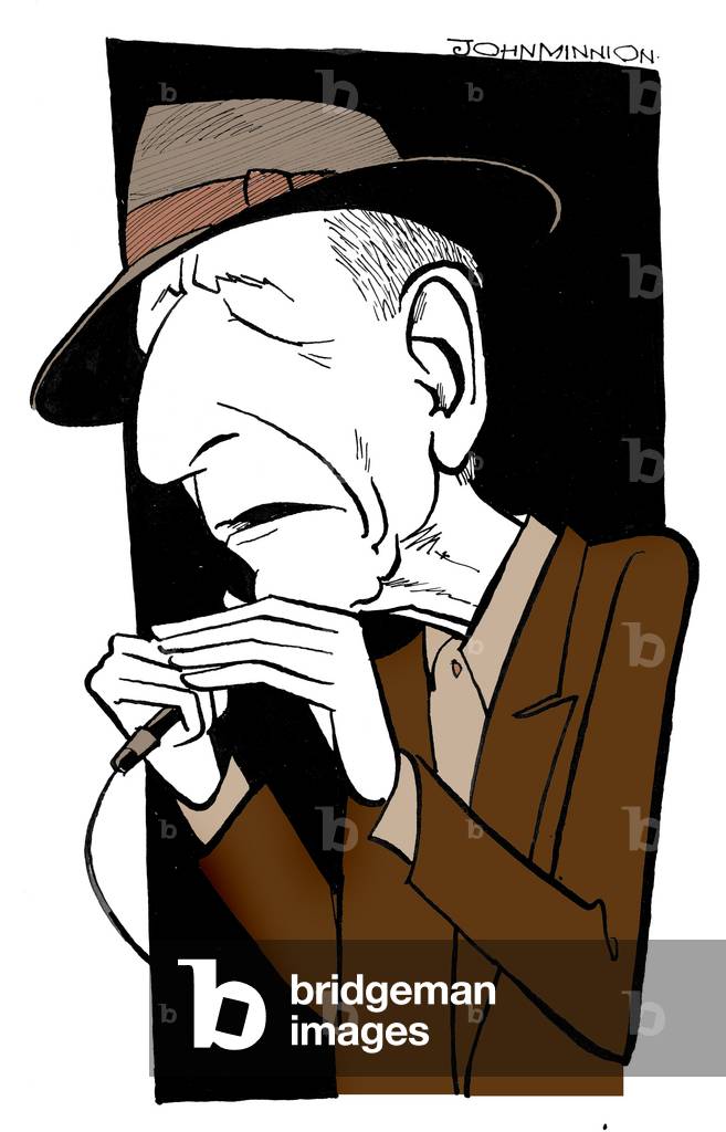 Image of Caricature of Leonard Cohen, 2009 (drawing) by Minnion, John ...