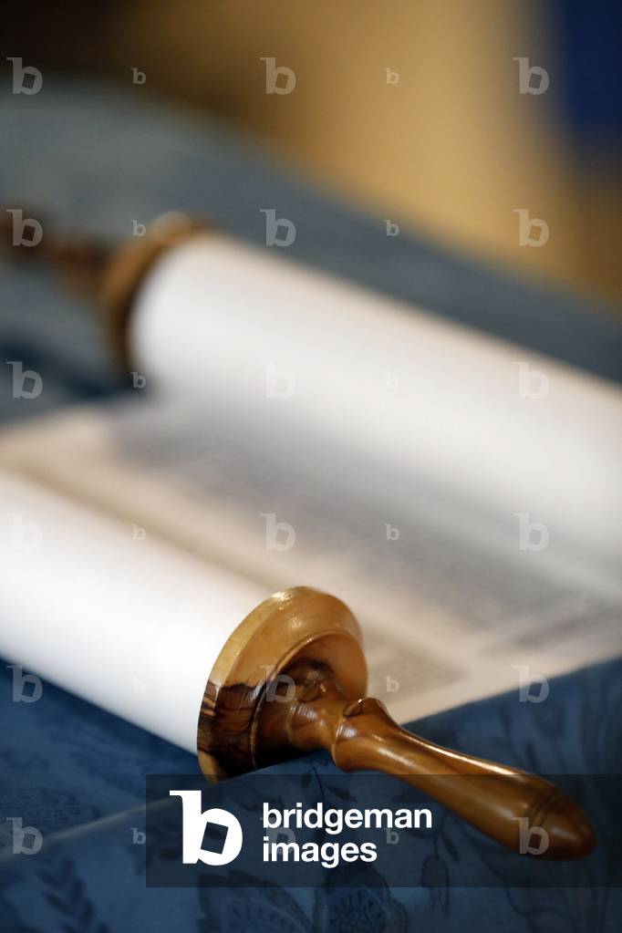 Image of Torah scroll used in the ritual of Torah reading during