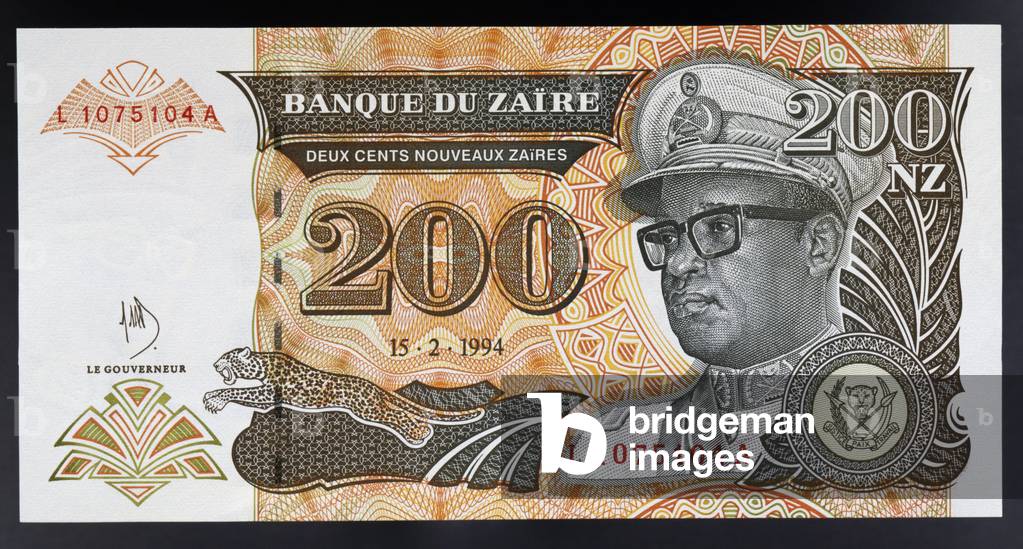 Image of 200 new zaire banknote, 1994, obverse depicting Mobutu Sese Seko