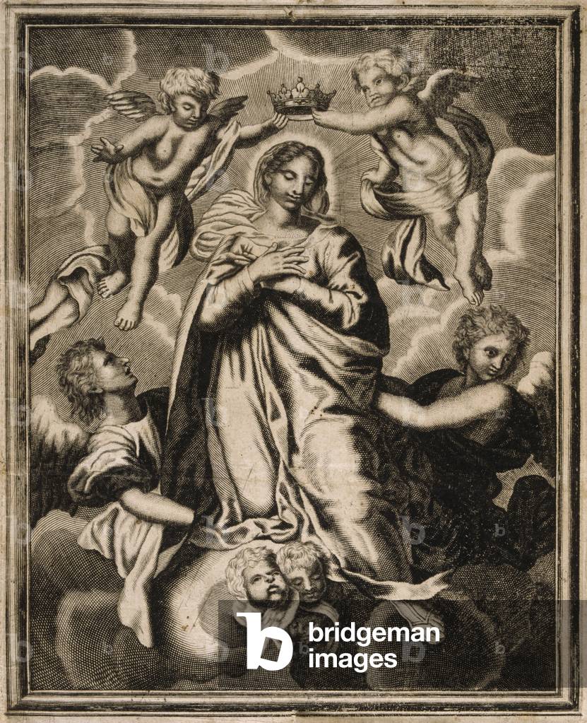 French 19th century, illustration showing the coronation of the Virgin Mary