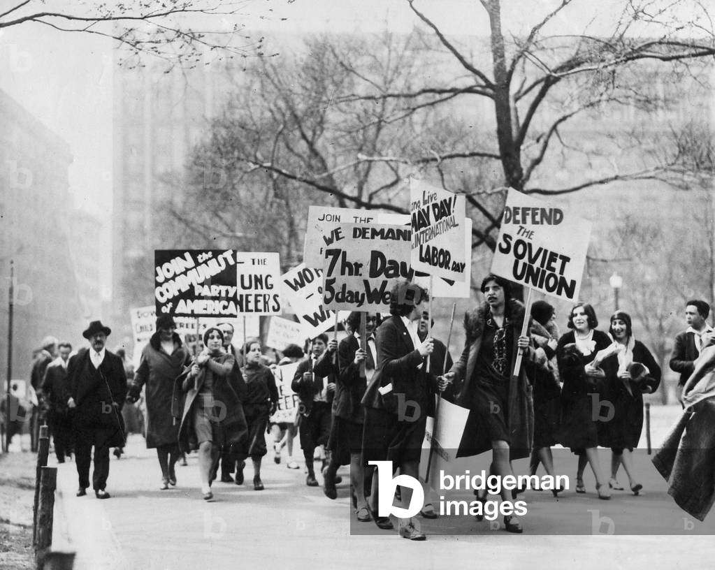 Image of Communist demonstration in America, 1930 (b/w photo)