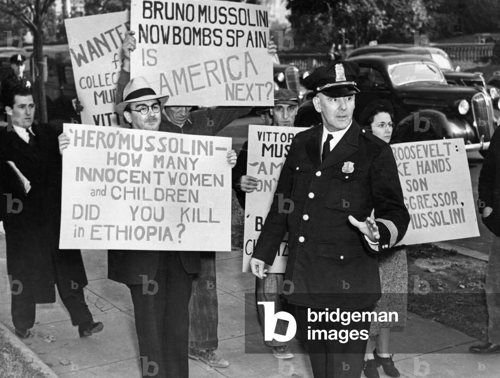 Image of Demonstration against the Spanish Civil War, 1937 (b/w photo)