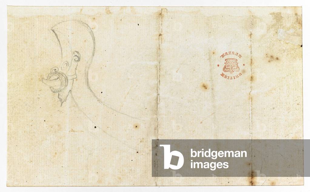 A sketch, possibly of part of a canoe, from 'Drawings, in Indian ink ...