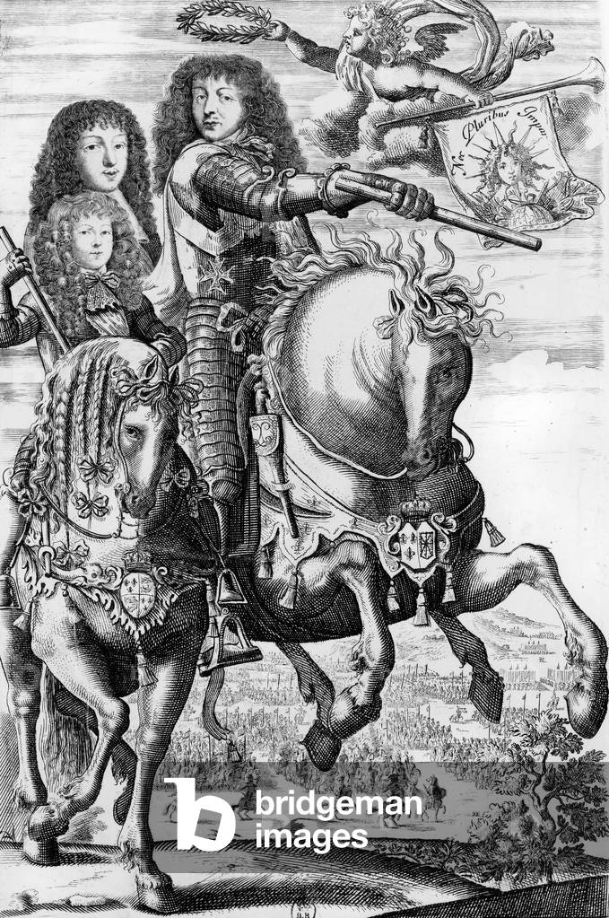 Image of Louis XIV (1638-1715) à cheval avec son fils Louis de