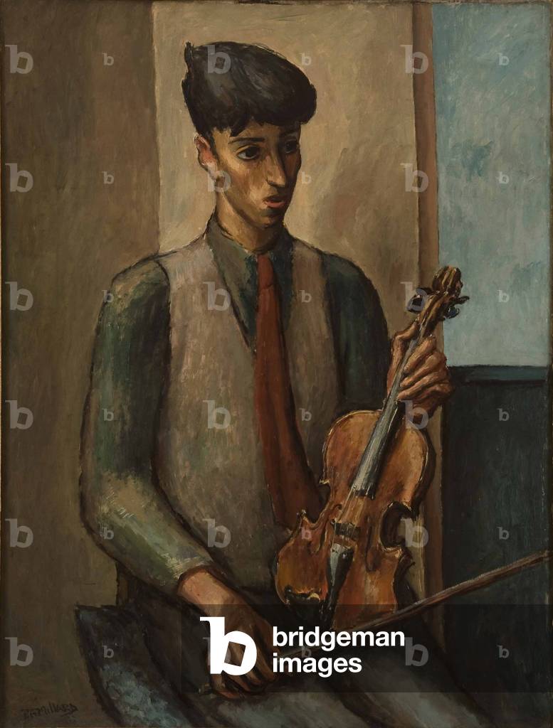 Image of Portrait of John Minton with a violin, 1939 (oil on by Millard ...