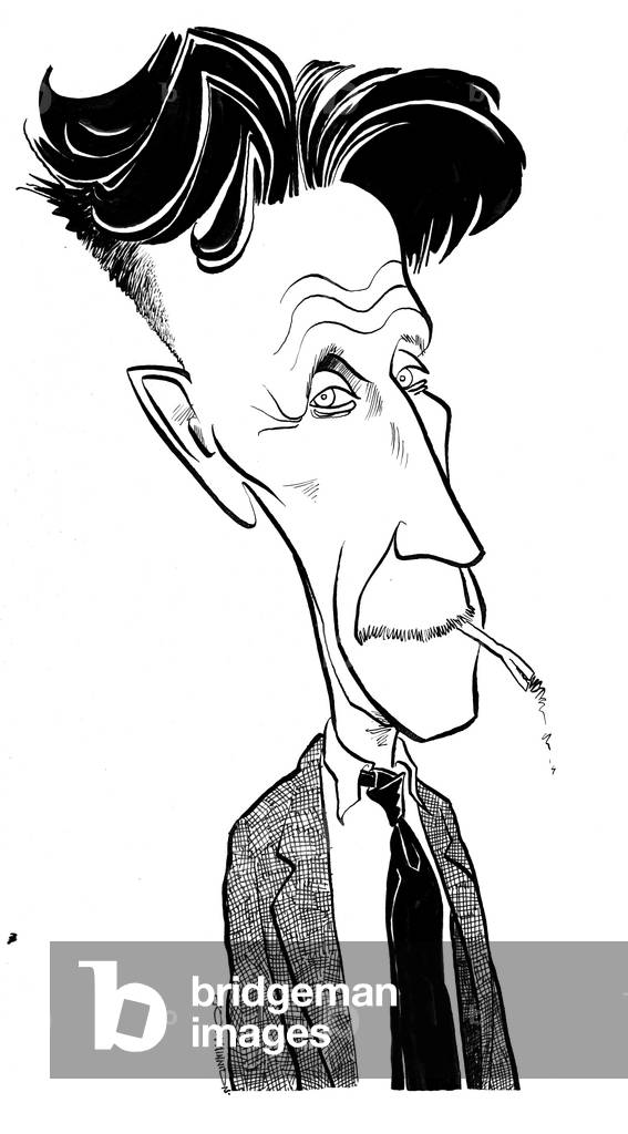 Image of George Orwell - caricature, smoking cigarette by Minnion, John ...
