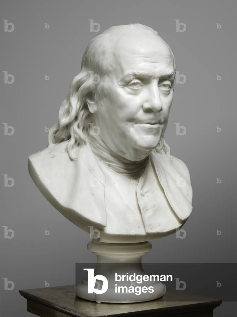 Image of Bust of Benjamin Franklin, 1779 (marble) (see also 450995 ...