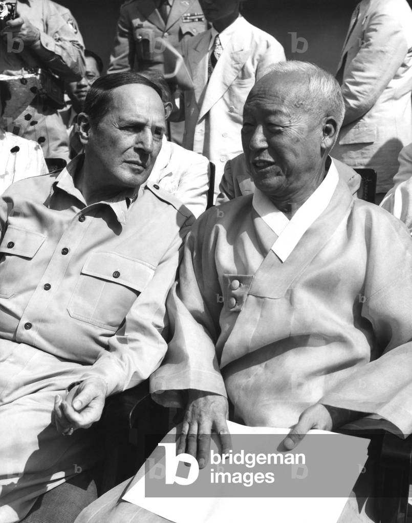 Image of From left, General Douglas MacArthur, Korean President Syngman ...