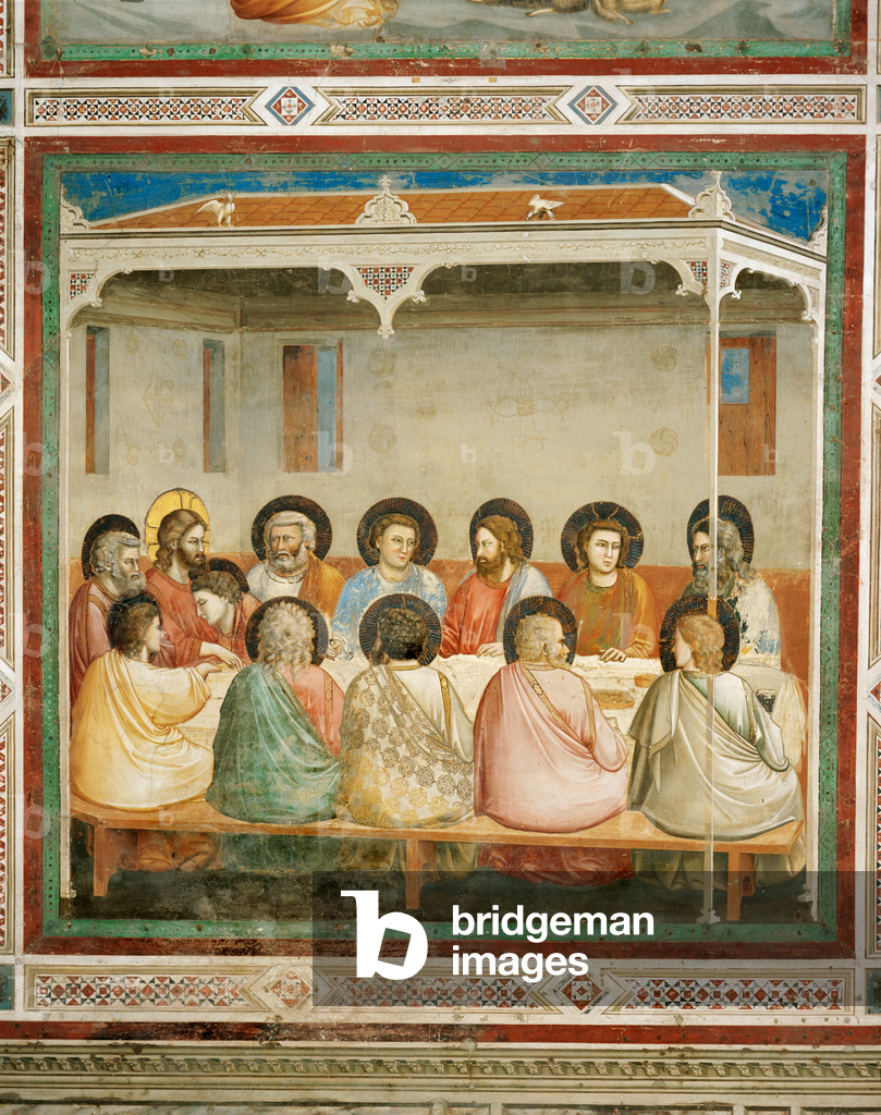Image of The Last Supper. Mural (fresco) by Giotto (Giotto di Bondone ...