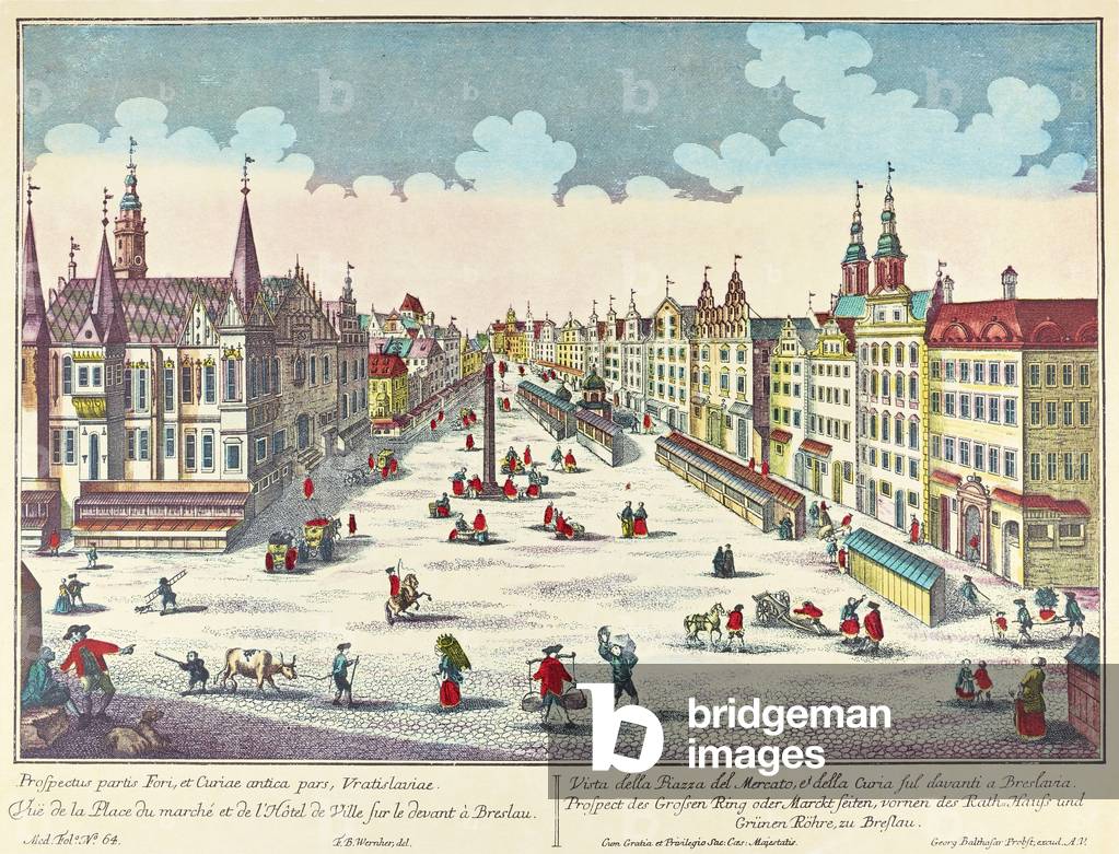 Image of Breslau (today Wroclaw), market square and town hall, picture ...