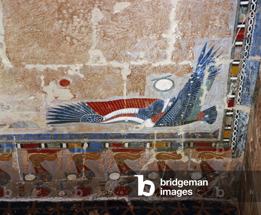 Image of The sacred vulture, detail from painted relief, Chapel of ...