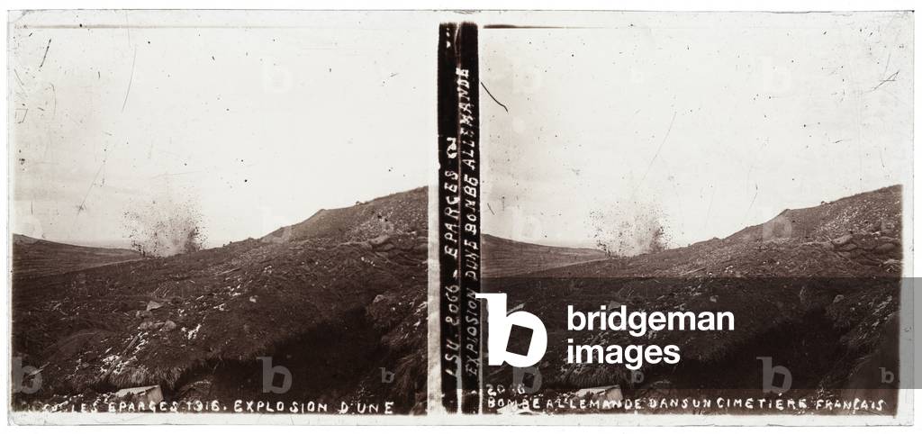 Image of Explosion of a German bomb in a French cemetery, Les by French ...