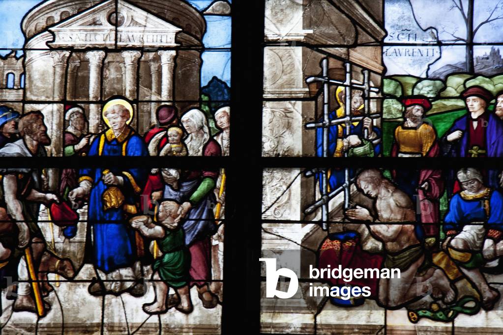 Image of Medieval Stained Glass Window from the 15th Century Depicting the