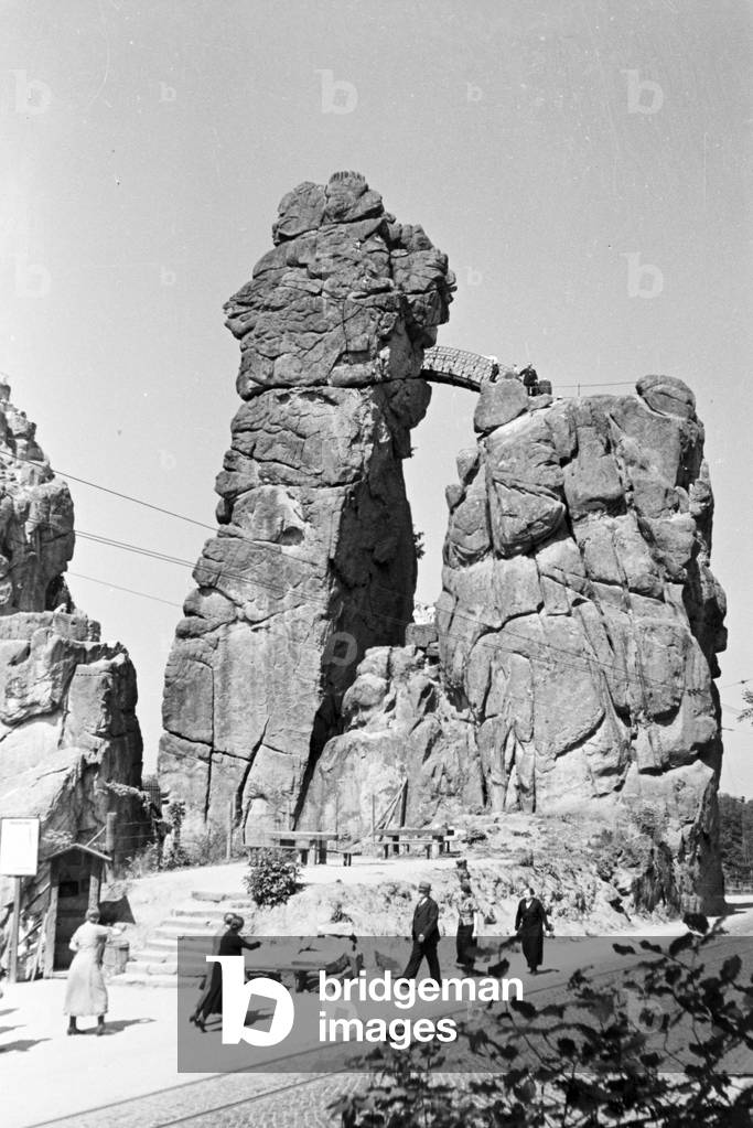 Image of The Externsteine, a rock formation, in the Teutoburg Forest ...