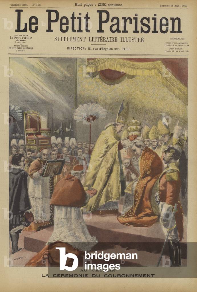 Image of Coronation of Pope Pius X at the Vatican (colour litho) by ...