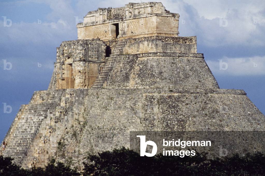 Image of Pyramid of Magician, archaeological site of Uxmal (Unesco ...
