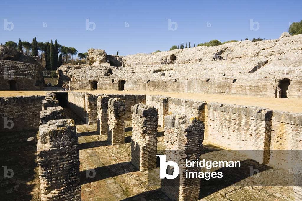 Image of Italica Santiponce Seville Spain. Ruins of Roman Amphitheatre