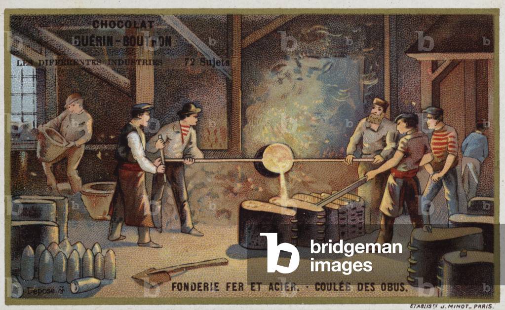 Image of Iron and steel foundry. Casting artillery shell casings ...