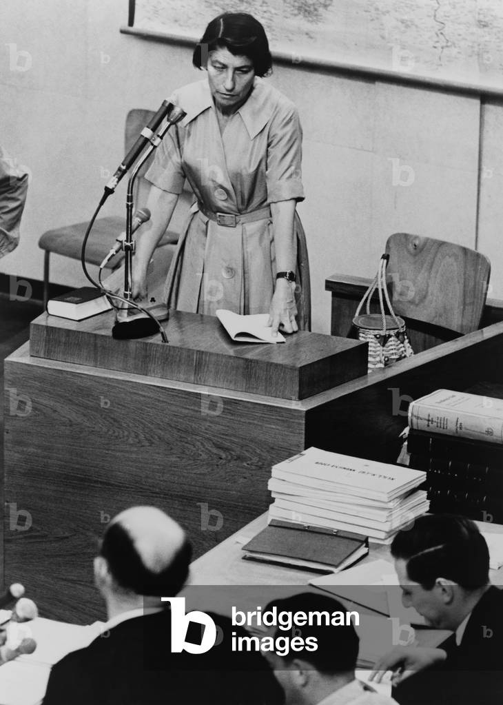 Image of Zivia Lubetkin (1914-1976), testifying at Adolf Eichmann war ...
