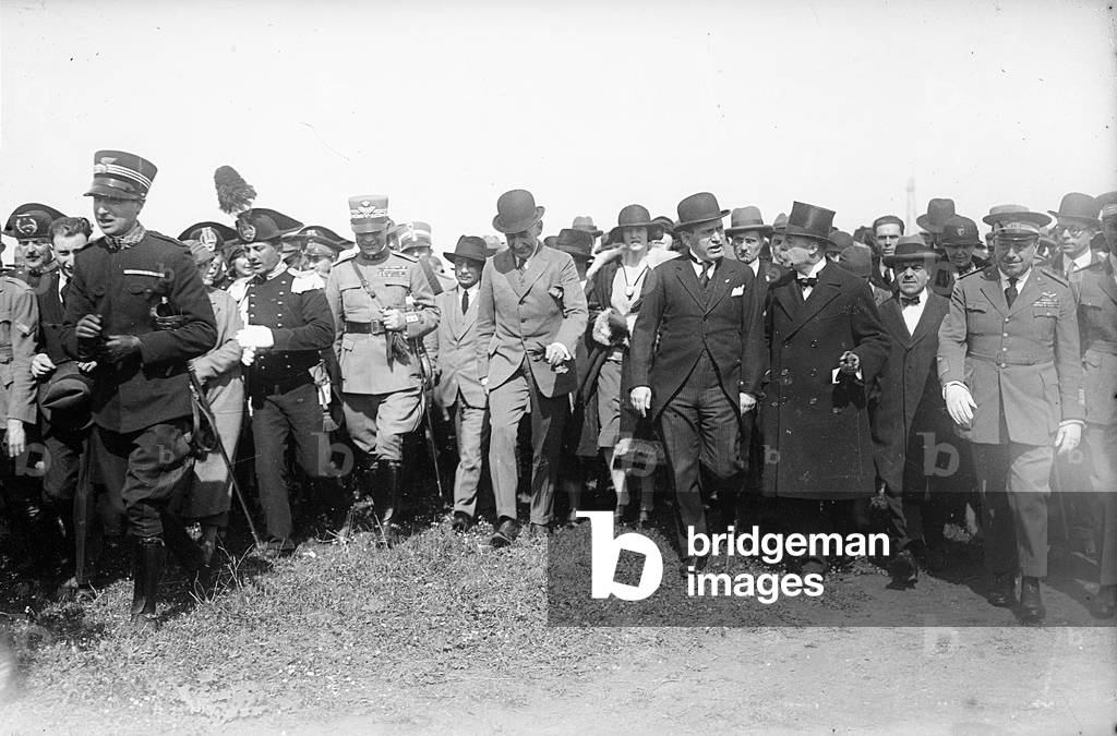 Image of Benito Mussolini (1883-1945) during an official event (b/w ...