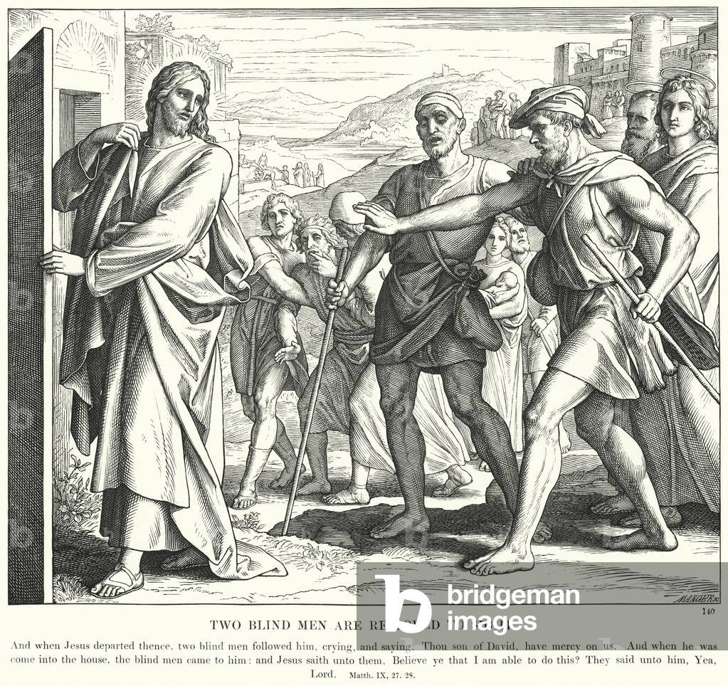 Image of Two Blind Men are Restored to Sight (engraving) by Schnorr von ...