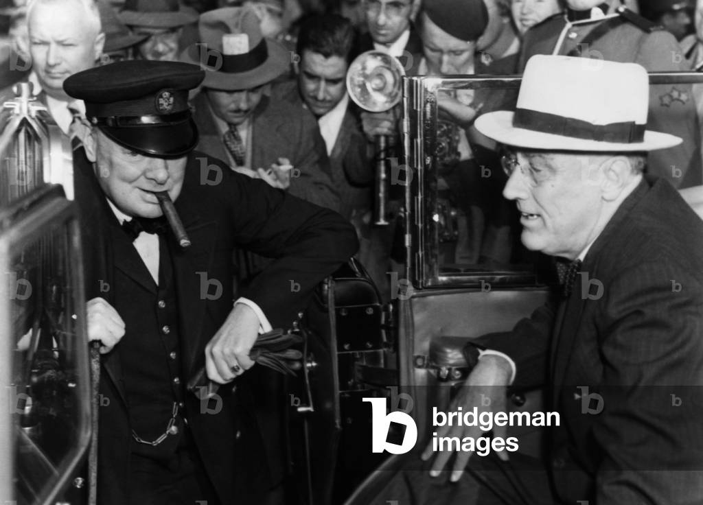 Image of World War II. British Prime Minister Winston Churchill meeting US
