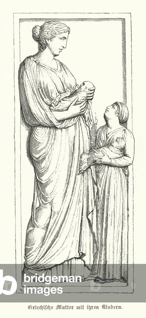 Image of Ancient Greek mother with her children (engraving) by German ...