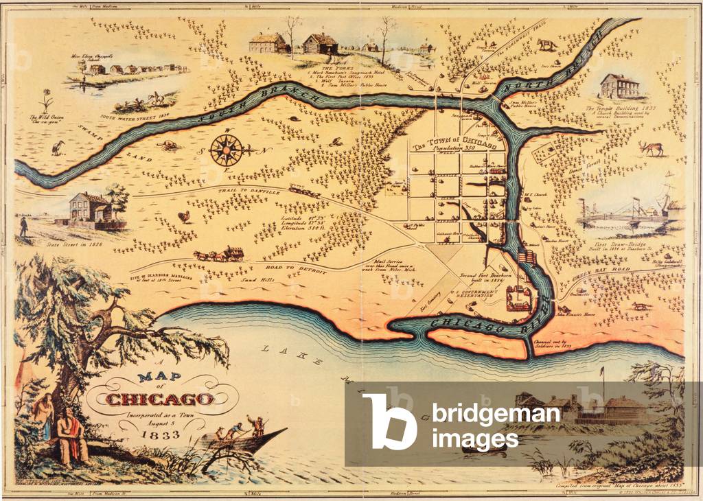 Image of Map of Chicago Incorporated as a Town, August 5, 1833