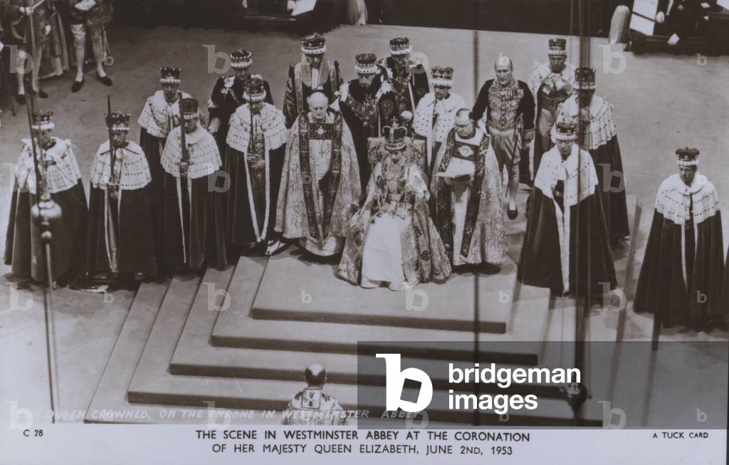 Image of The scene in Westminster Abbey at the coronation of her by ...