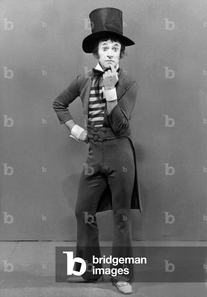 Image of The Artist Mime Marcel Marceau Rehearsing his Act For The