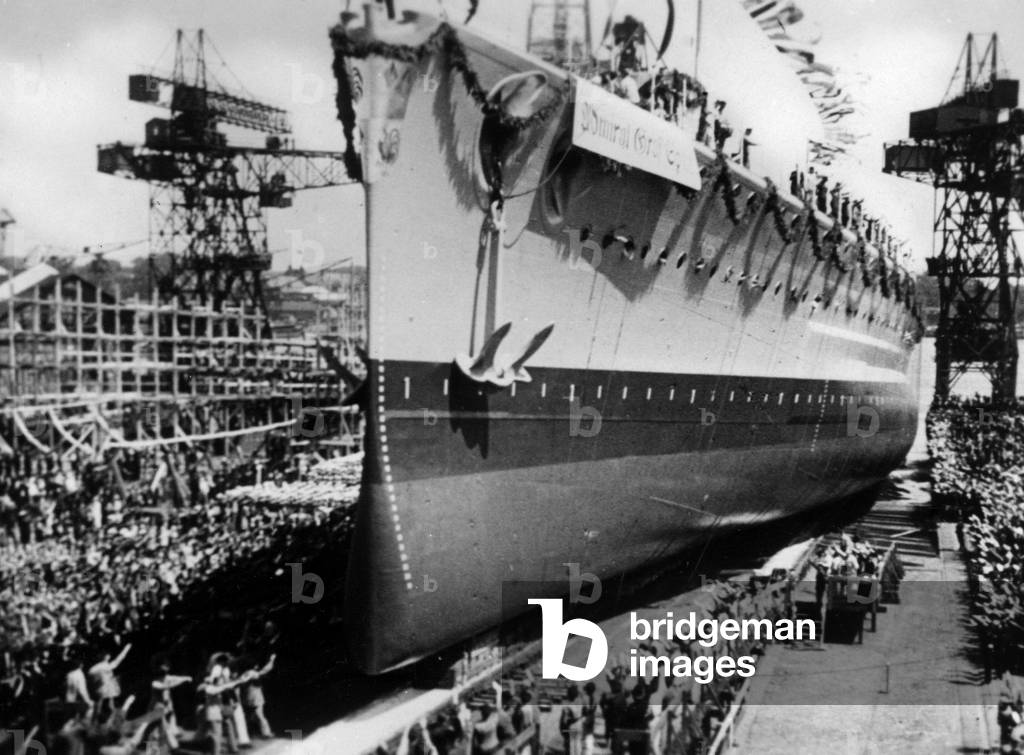 Image of Launching of the Admiral Graf Spee, 1934 (b/w photo)