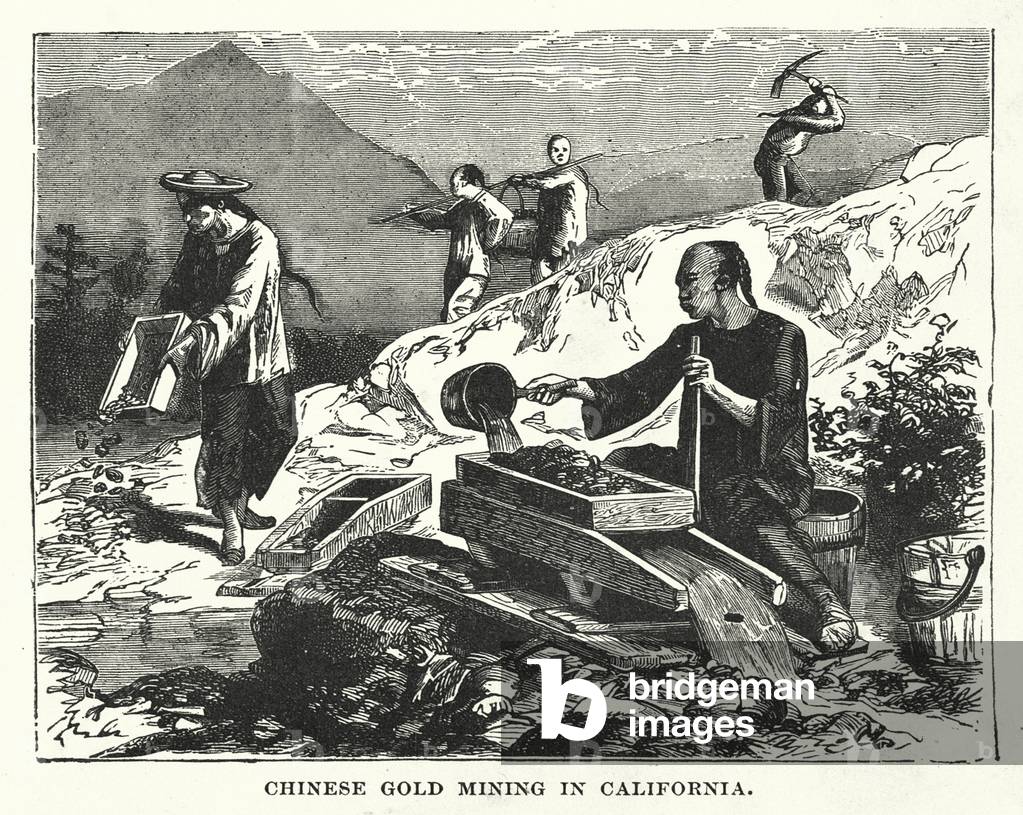 Image of Chinese gold mining in California (engraving) by Australian ...