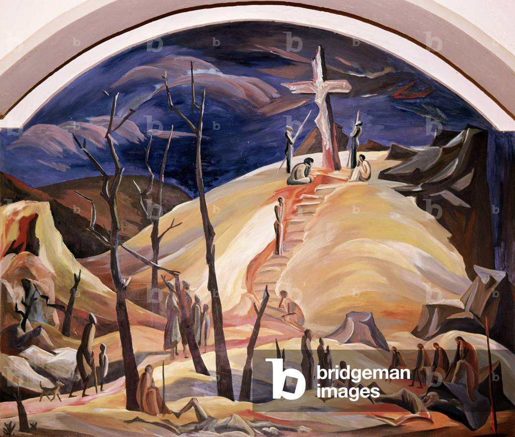 Image of Crucifixion by Elimo Njau, 20th (oil on canvas) by Njau, Elimo ...