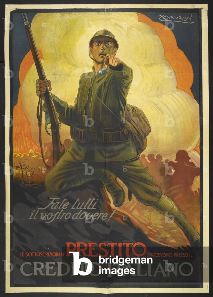 Image of Italian government poster for the War Loan. A propaganda ...