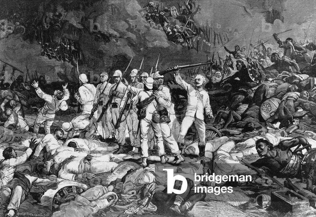 Image of Battle of Dogali, January 27, 1887, Eritrean War, illustration ...
