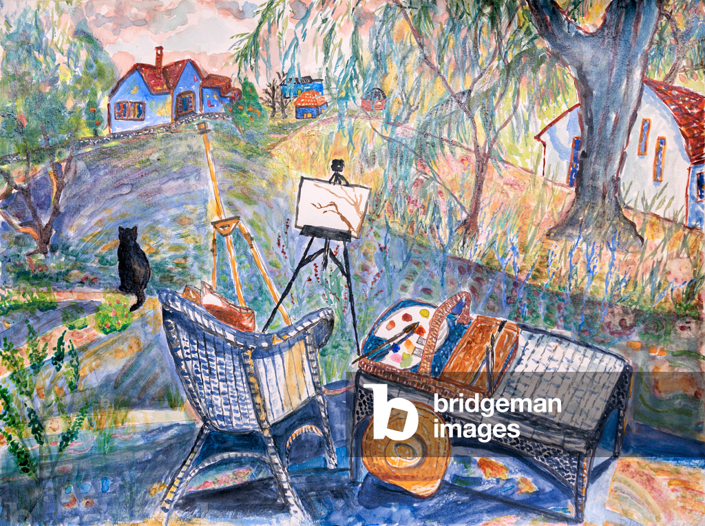 Image of Outdoor Studio, 2024 (watercolor) by Alastra, Deborah Eve