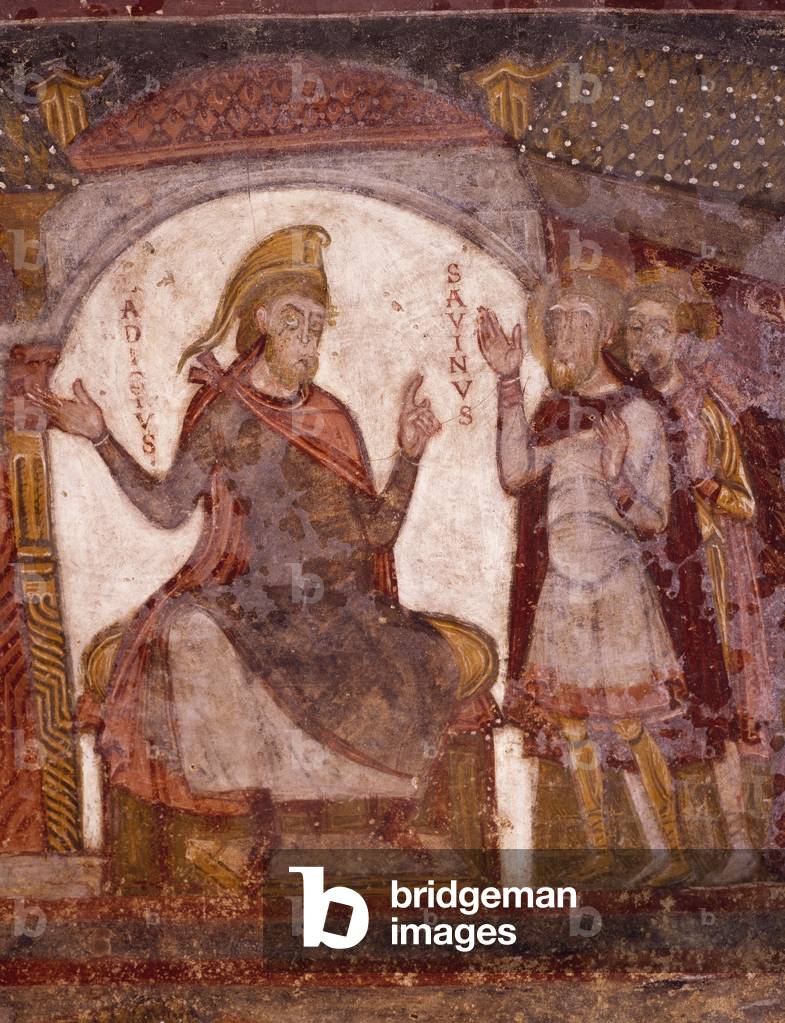 Image of St Savin and St Cyprien appearing before Rom proconsul Ladicius,