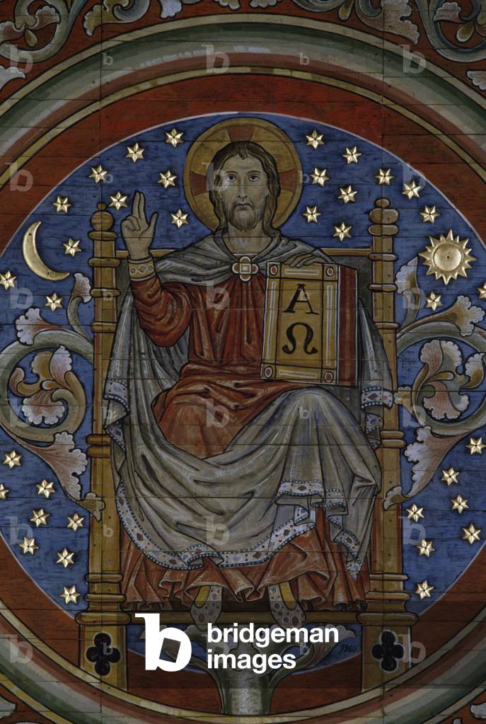 Image of Christ Enthroned, detail from wooden ceiling (13th century ...