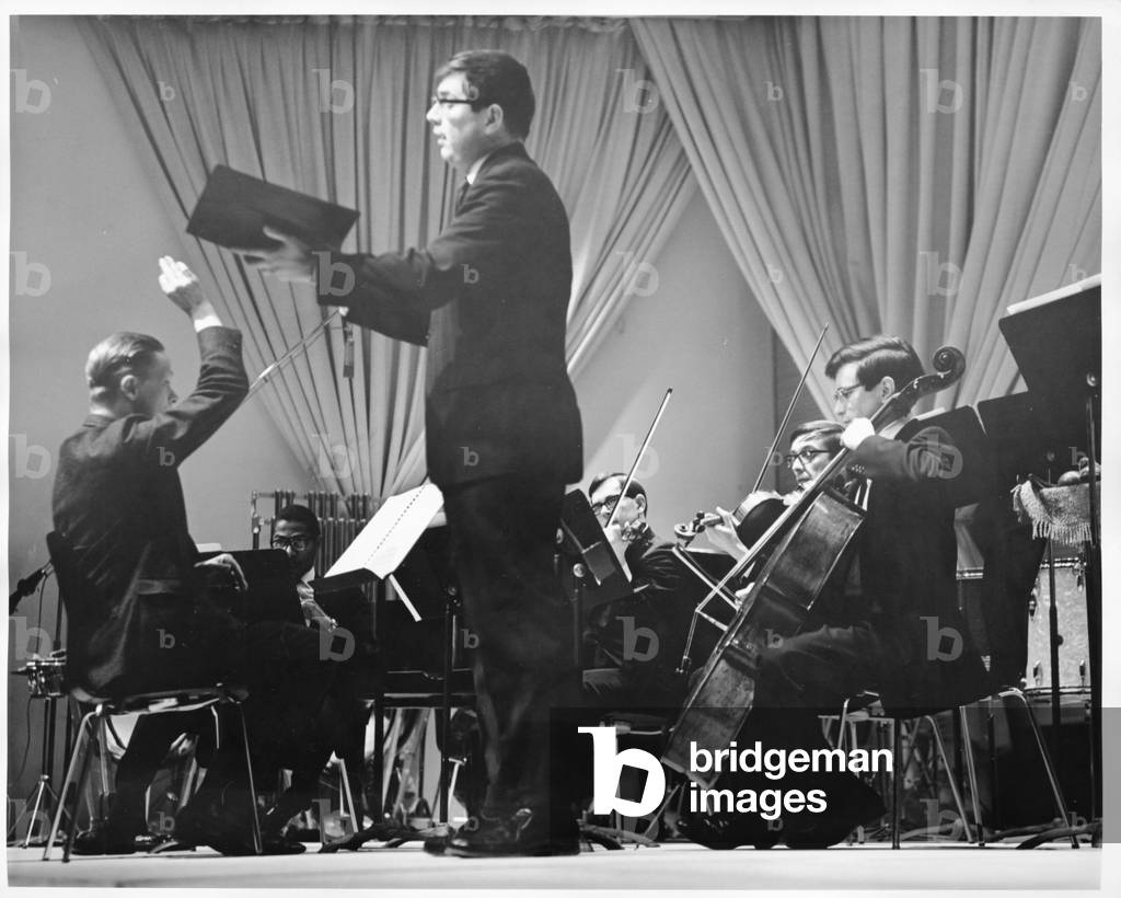 Image of Henri Pousseur, composer conducting Creative Associates, 12 ...
