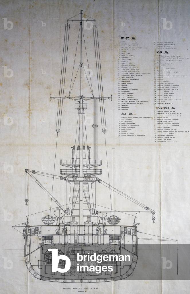 Image of Italian Royal Ship Duilio, studies by Lieutenant General ...