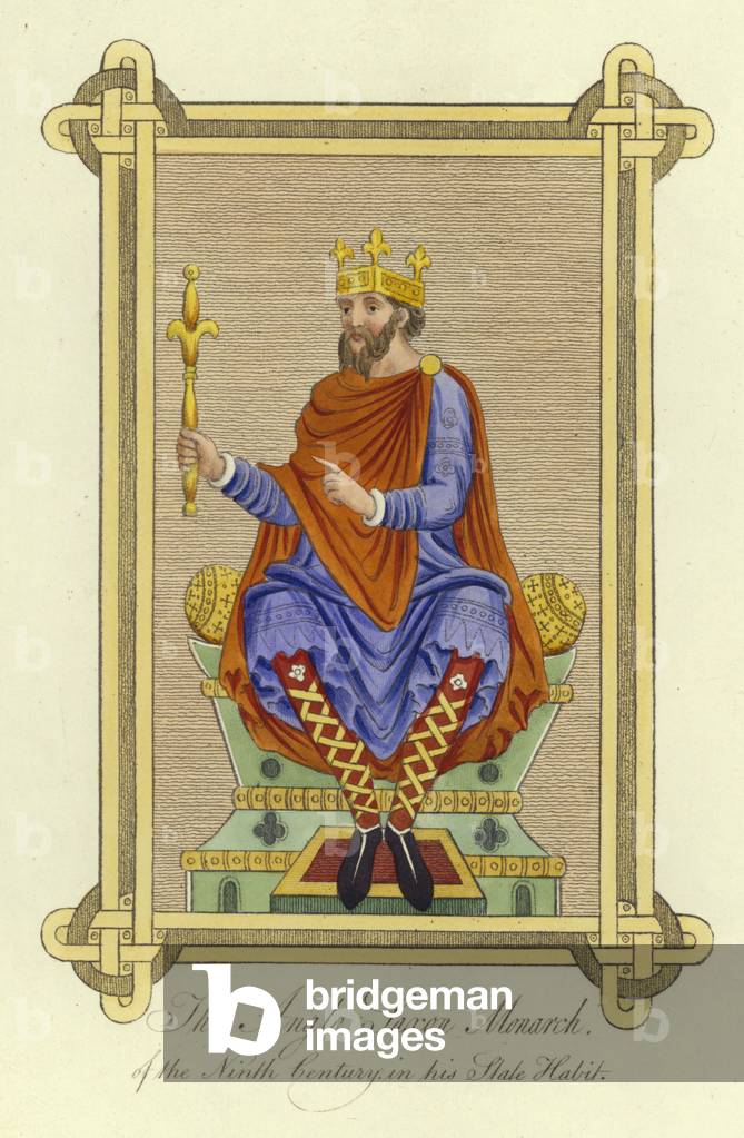 Image of The Anglo-Saxon monarch of the 9th Century in his state by ...